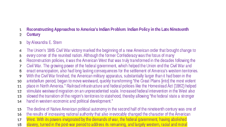 Reconstructing Indian Policy: U.S. Approaches Post-Civil War (HIST 2526 ...