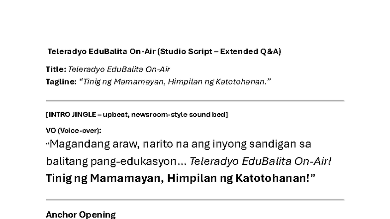 Script-2-peta - Hahsgl nabachahaba a ajhaha - Teleradyo EduBalita On ...