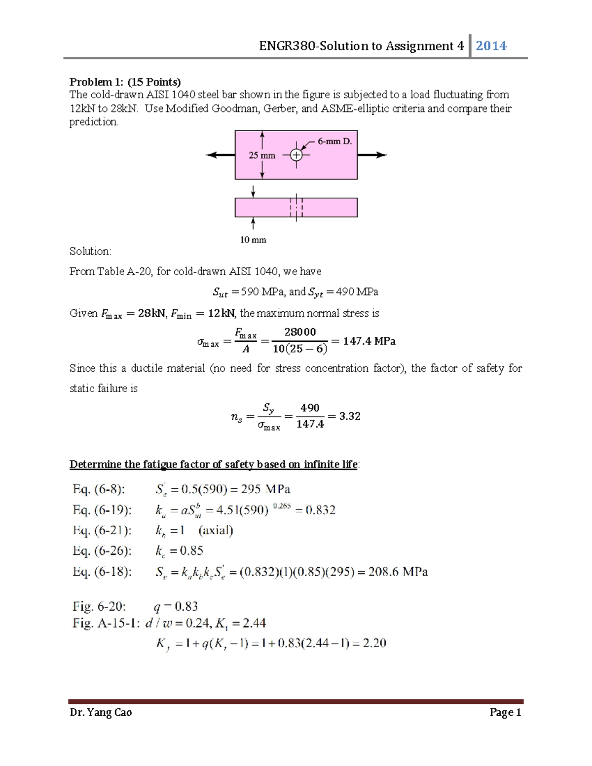 AISI 1040 Steel Bar Load Analysis: Assignment 04 Solutions - Studocu