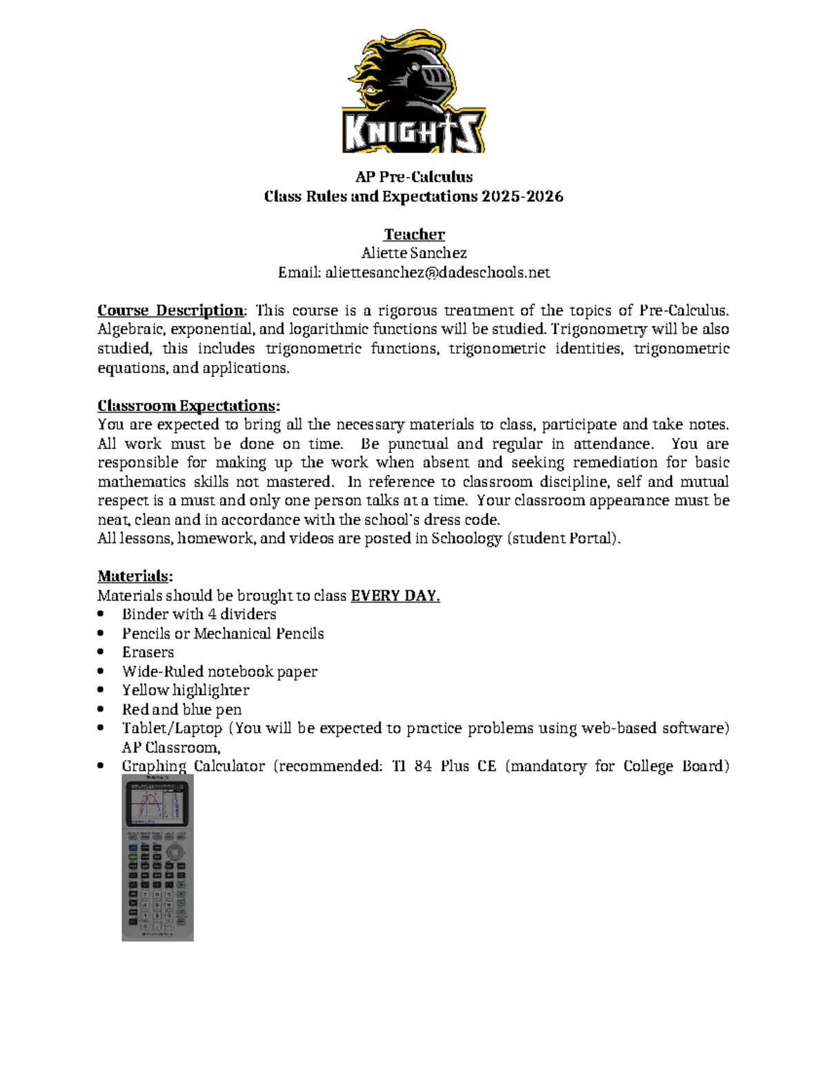 AP Pre-Calculus Syllabus 2025-2026: Rules & Expectations - Studocu