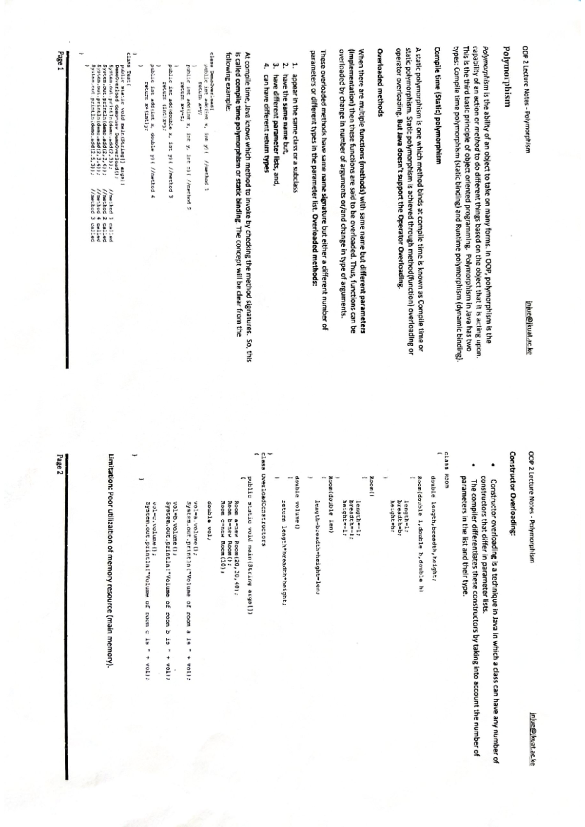 OOP 2 Lecture Notes: Understanding Polymorphism Concepts in Java - Studocu