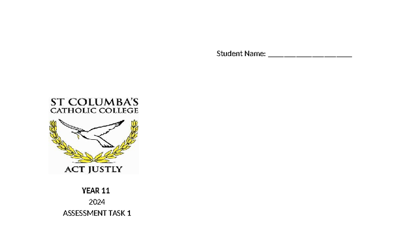 2024 Yr 11 Mathematics Extension 1 Assessment Task 1 - Studocu