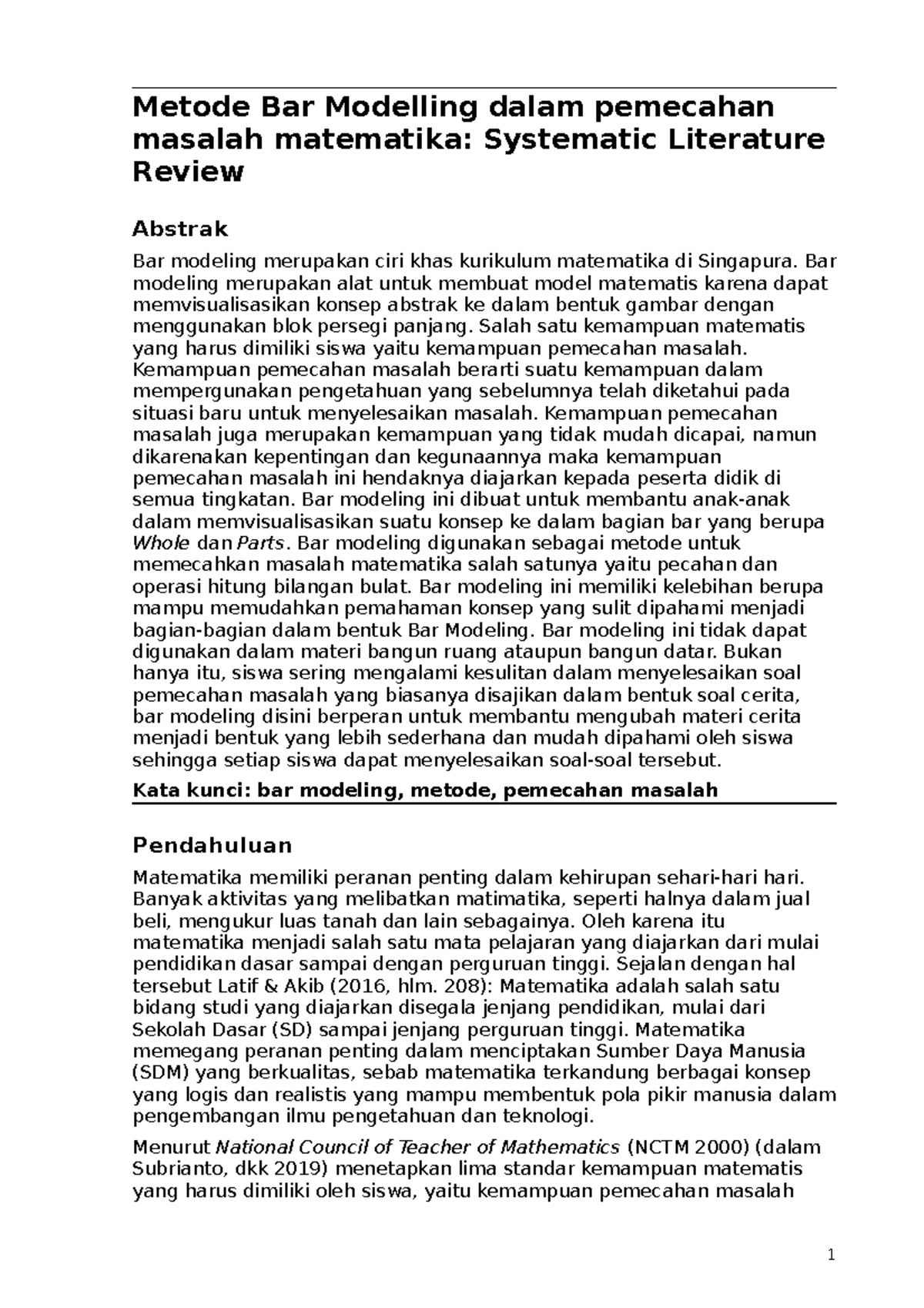 IPS Metode Bar Modelling - Metode Bar Modelling dalam pemecahan masalah matematika: Systematic ...