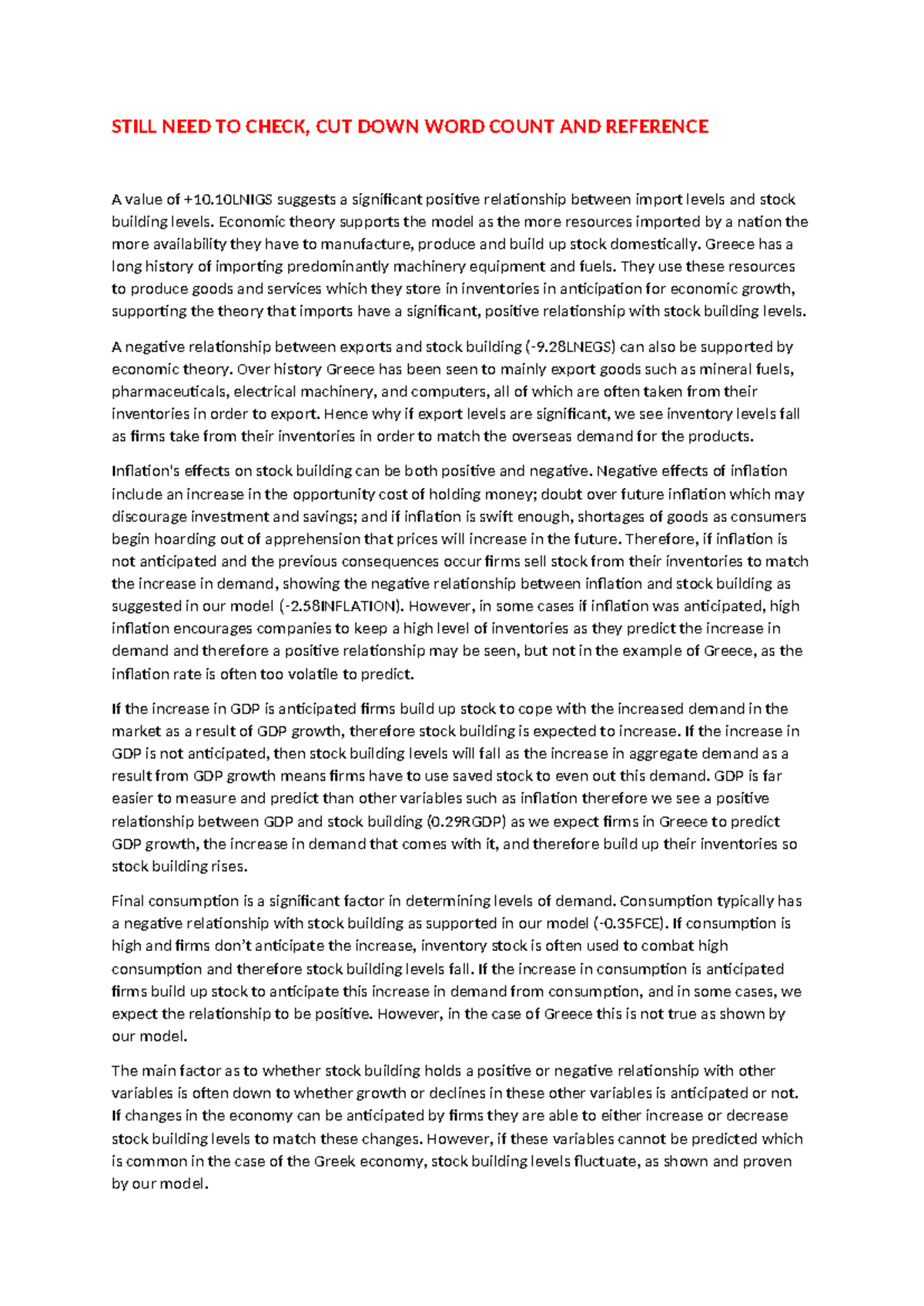 Economics Update Version - STILL NEED TO CHECK, CUT DOWN WORD COUNT AND ...