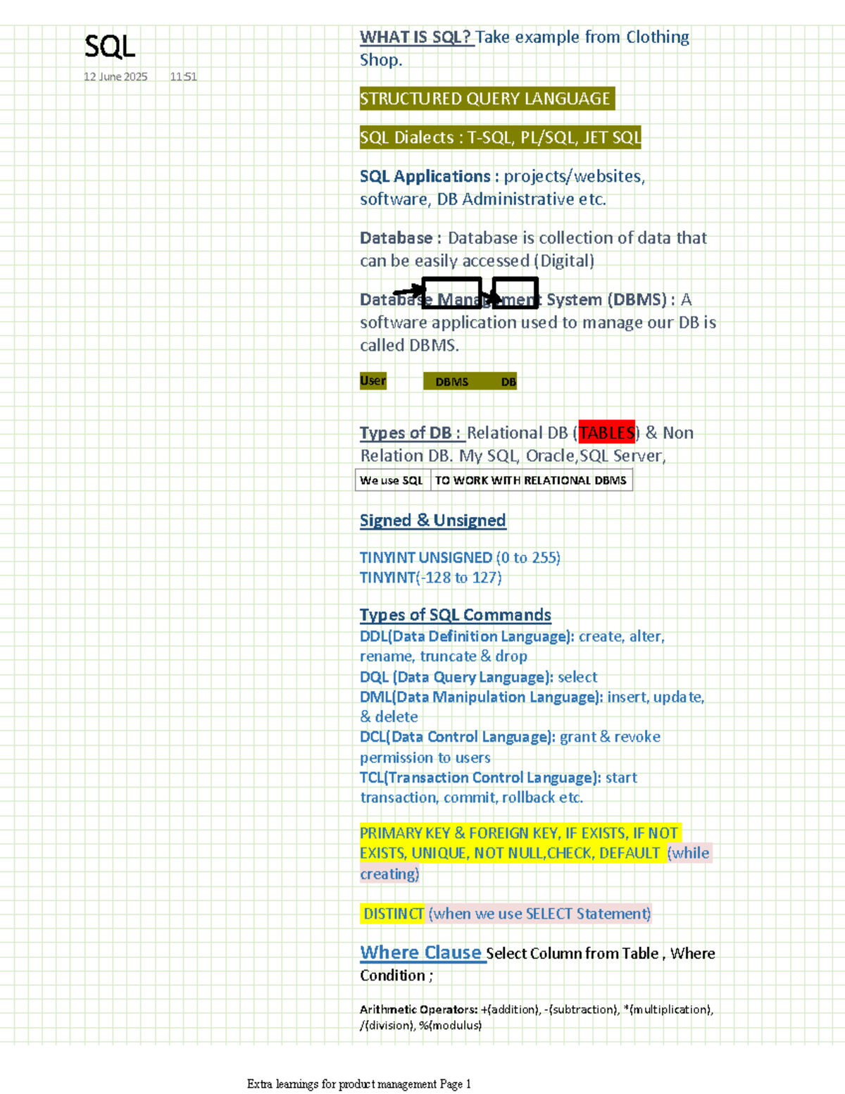 SQL Basics: Understanding Structured Query Language and Its Applications - Studocu