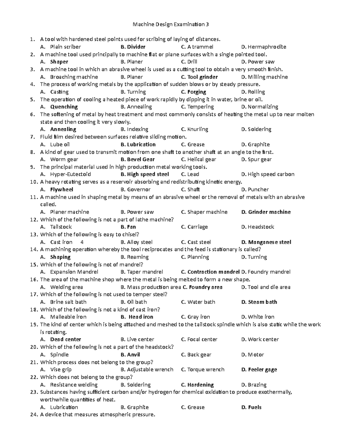 Machine Design Exam Review Questions & Answers (MD 301) - Studocu