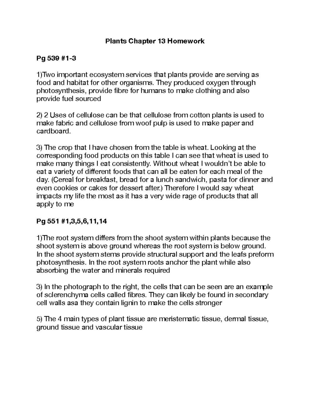 Plants Chapter 13:14 Homework - Ecosystem Services & Plant Structures ...