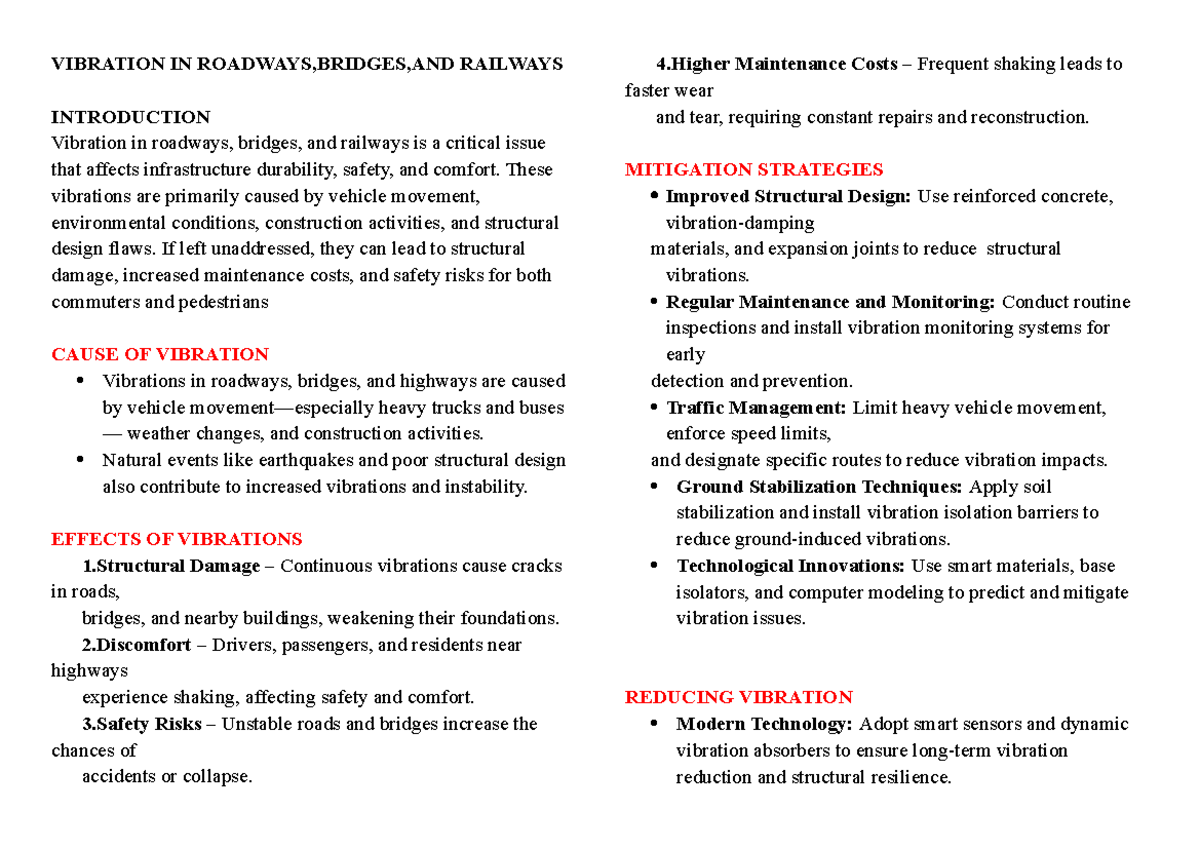 Vibration - notes lecture 2nd sem - VIBRATION IN ROADWAYS,BRIDGES,AND ...