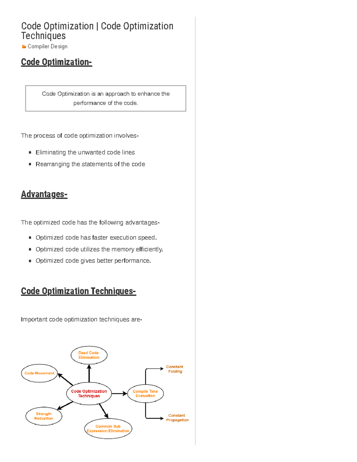 Code Optimization Techniques in Compiler Design: Gate Vidyalaya - Studocu