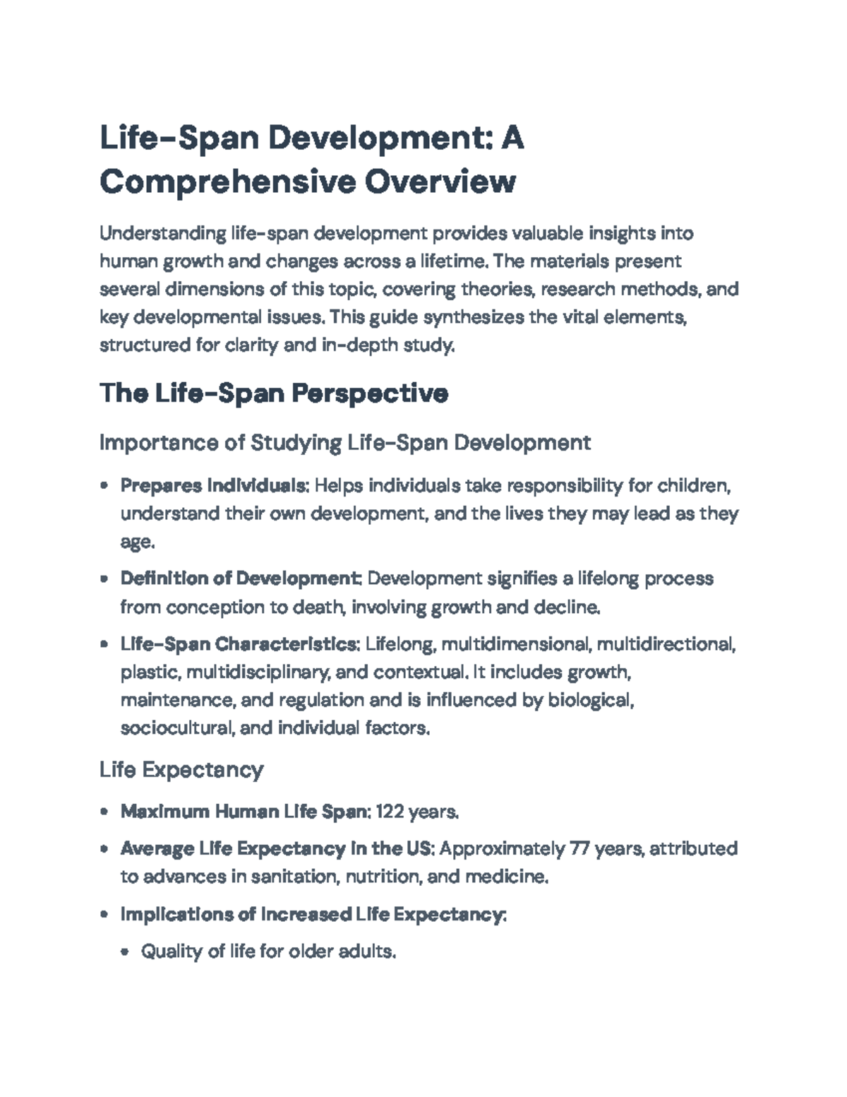 Life-Span Development: Comprehensive Insights and Key Theories - Life ...