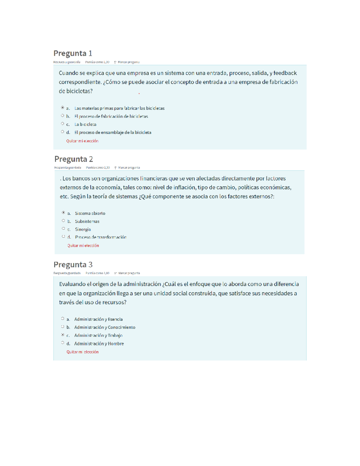 prueba nro 1 administracion iplacex - Pregunta 1 Respuesta guardada Puntúa como 1,00 P Marcar ...
