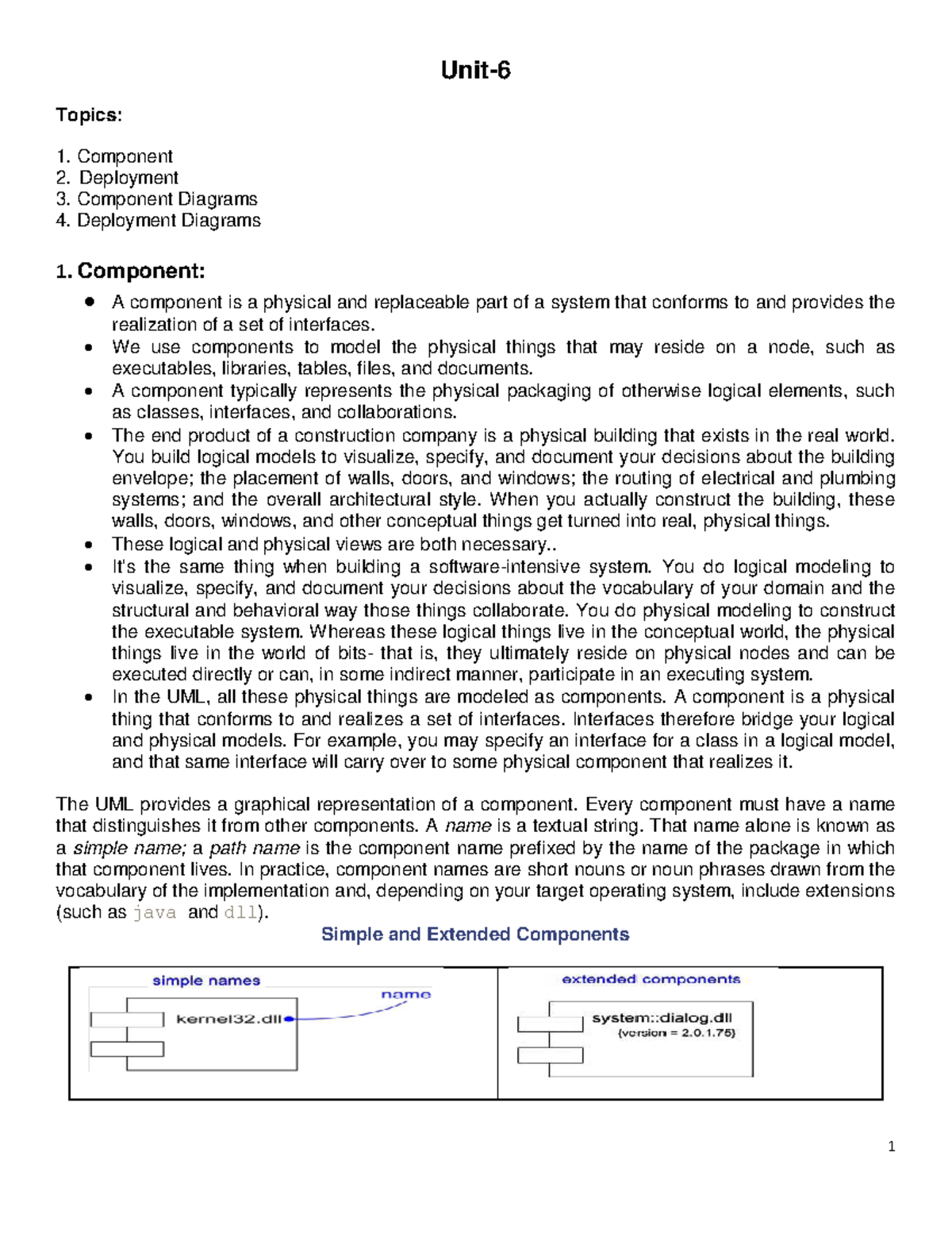 Unit-6 OOAD UML Notes: Components, Deployment, Diagrams, & Techniques ...