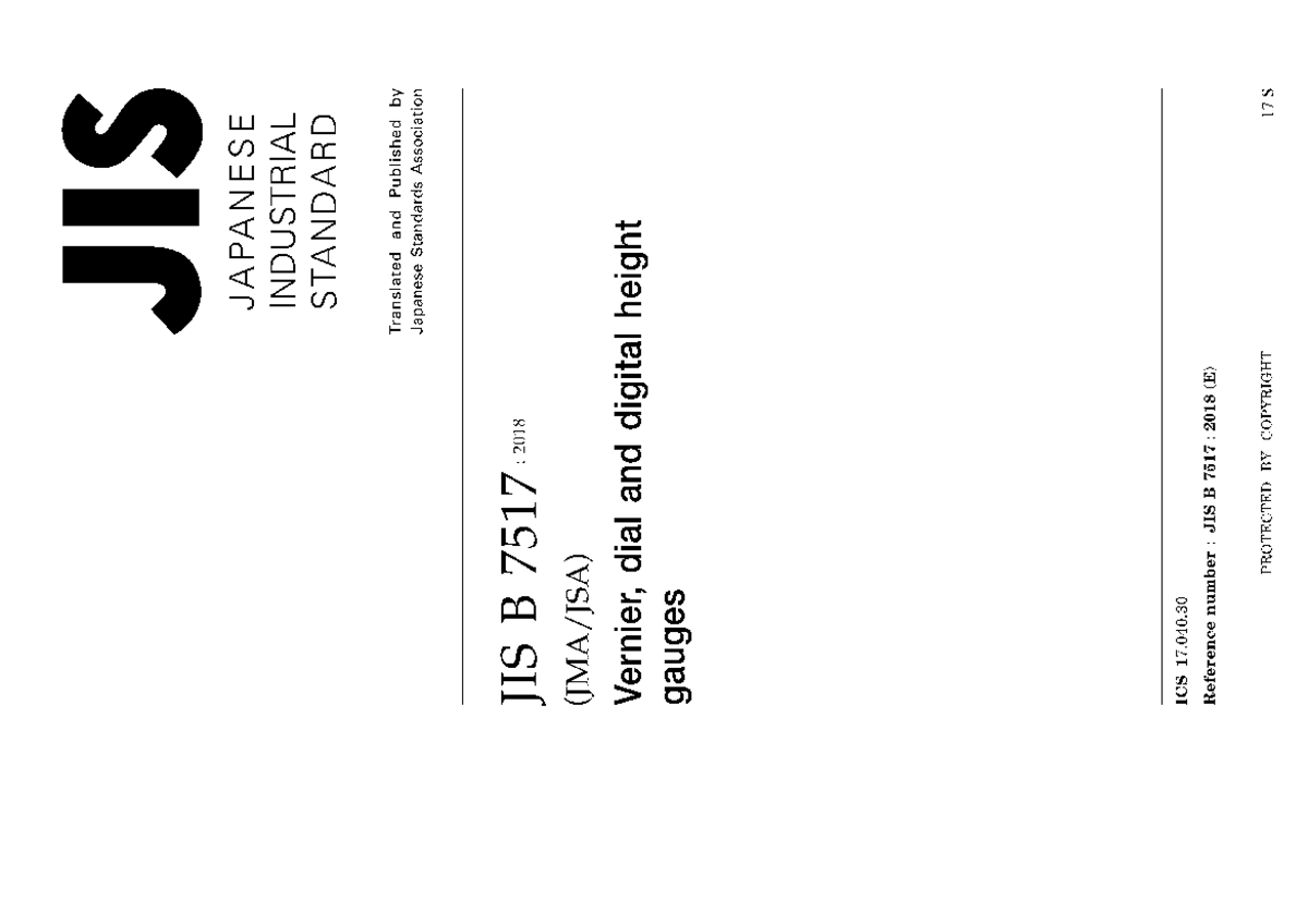 JIS B 7517:2018 - Japanese Industrial Standard for Height Gauges - Studocu