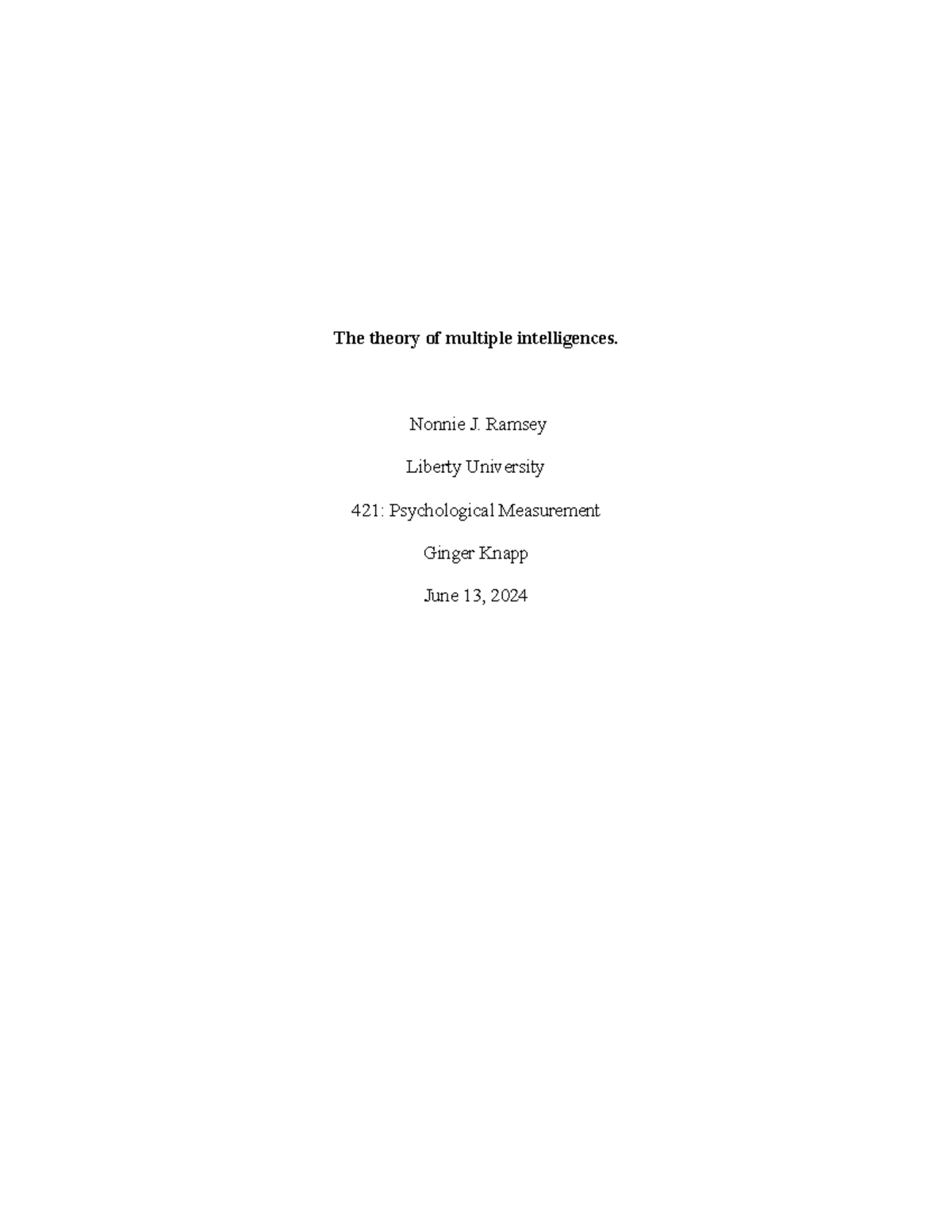 PSY 421: Understanding Multiple Intelligences Theory and Brain Function ...