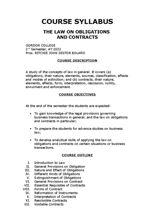 Contracts - summary and explanations - Title II - Contracts Chapter 1 – General Provisions ...