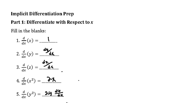 Class 11 Implicit Differentiation Prep Practice Guide Studocu