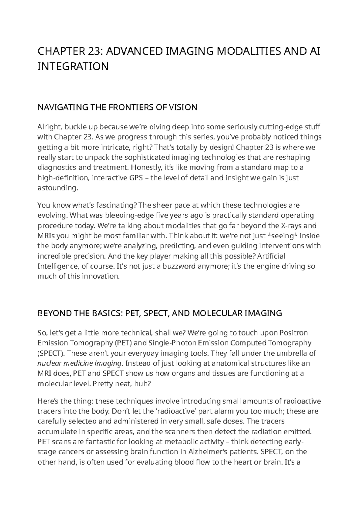 CHAPTER 23: ADVANCED IMAGING MODALITIES & AI INTEGRATION - Studocu