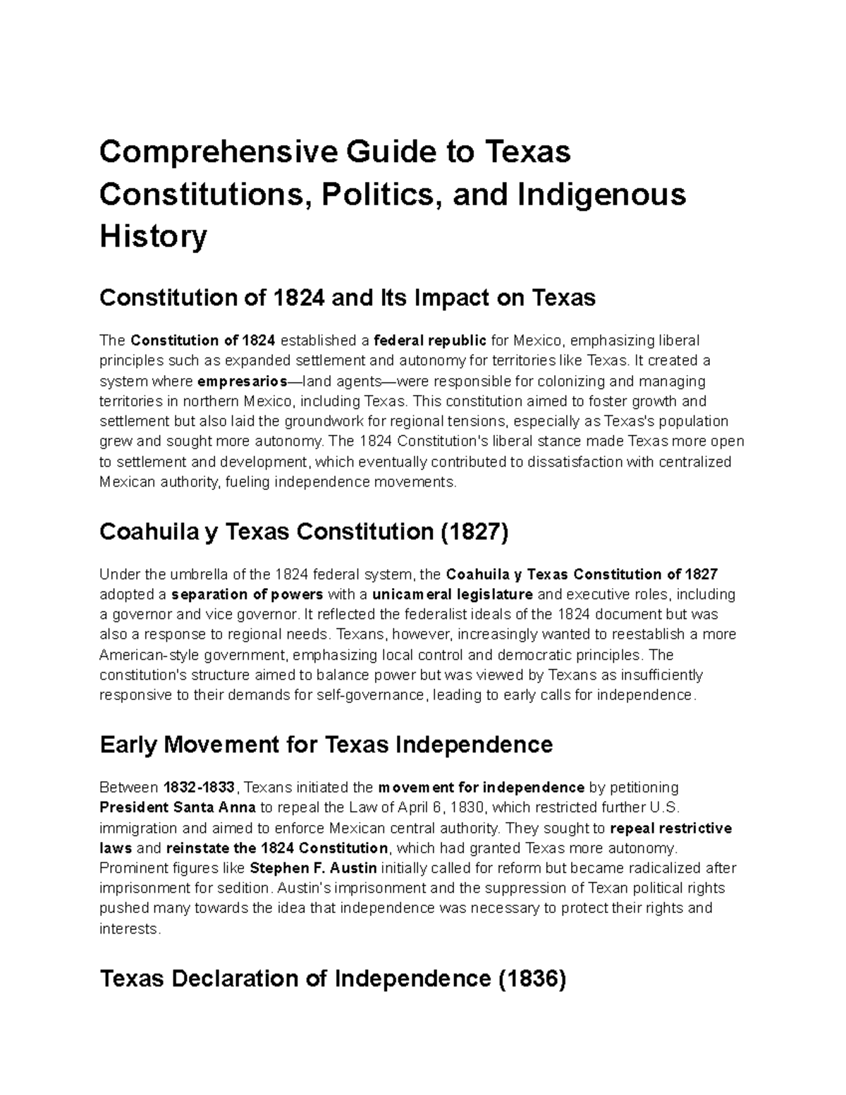 Comprehensive Overview of Texas Constitutions and Political History (TX ...