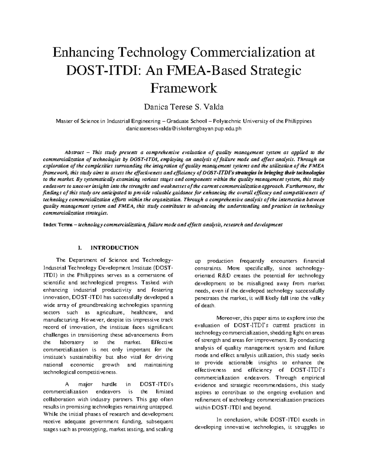 Enhancing Technology Commercialization: A Case Study on Quality Systems ...