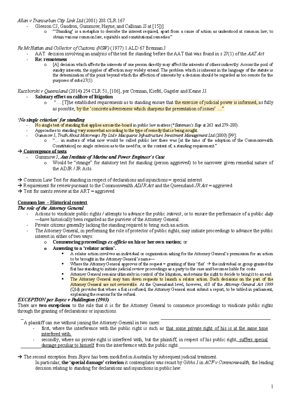 2025 - LAWS3701 - Seminar 8: Standing in Public Law Cases - Studocu
