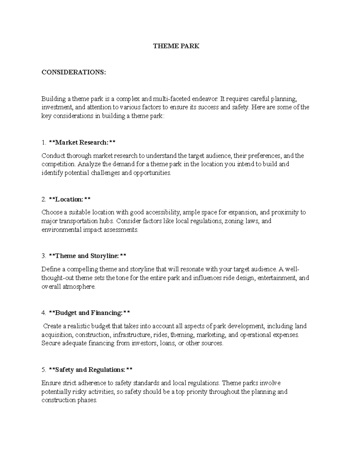 Theme Park Development Considerations: A Guide to Success - Studocu