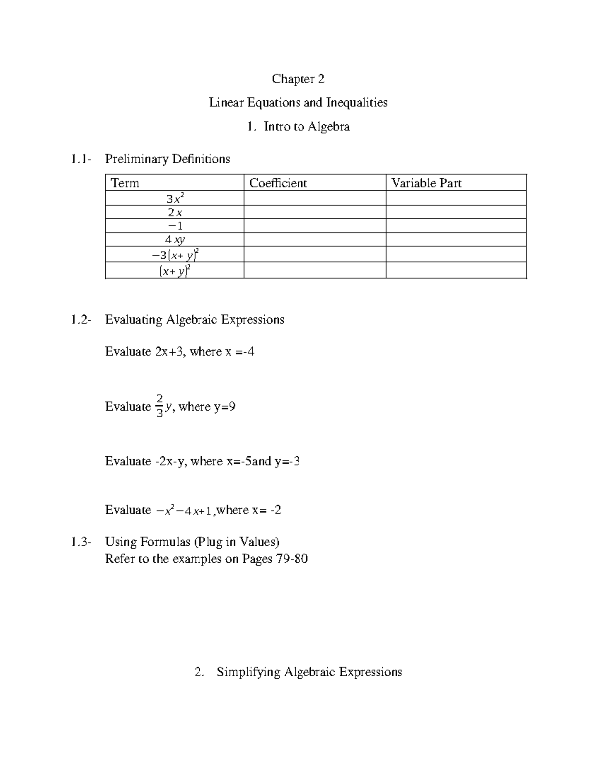 Chapter 2 Notes: Linear Equations & Inequalities Overview - Studocu