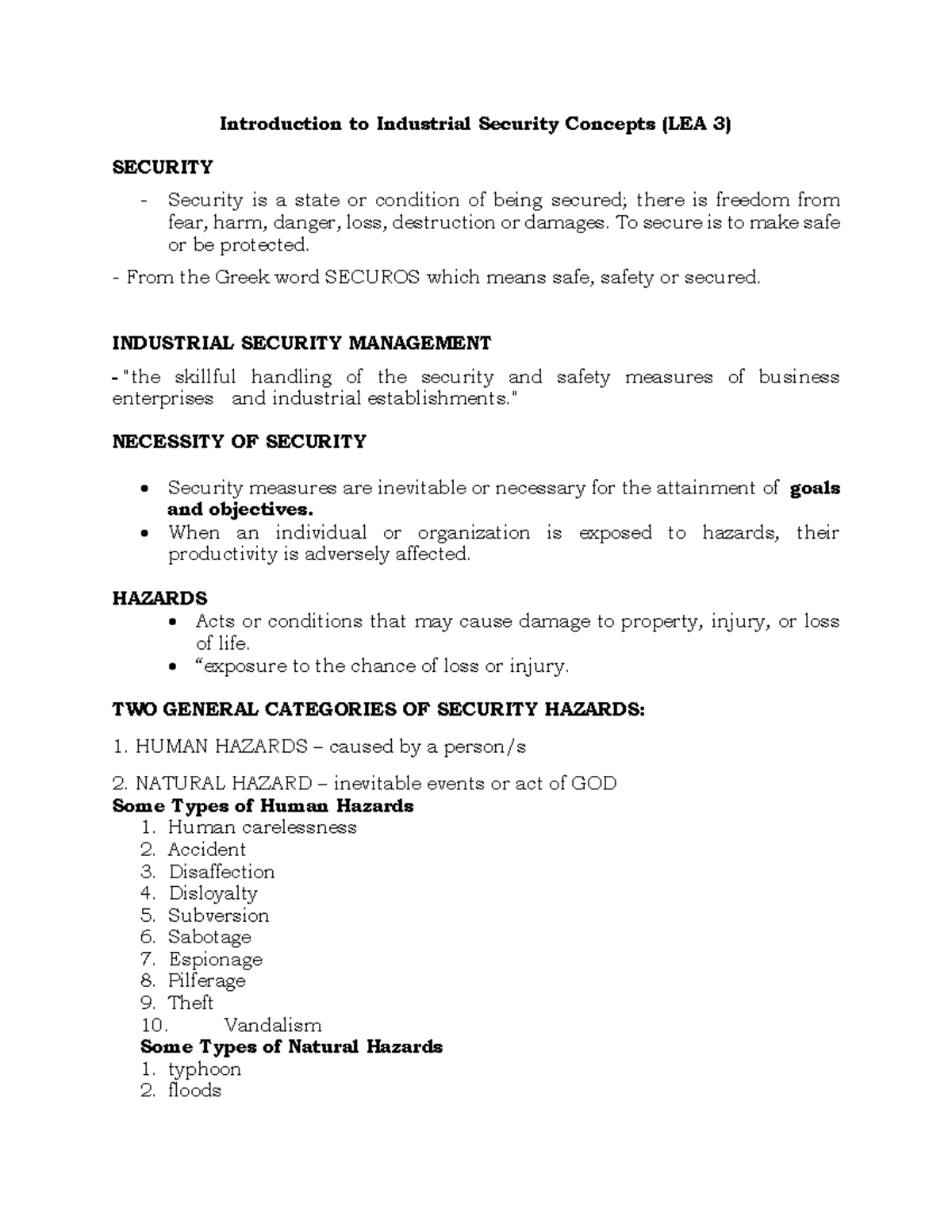 Introduction to Industrial Security Concepts (LEA 3) - Studocu
