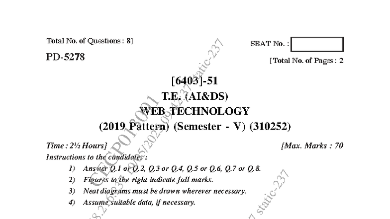 T.E. WEB TECHNOLOGY (310252) May-Jun 2025 Question Paper - Studocu