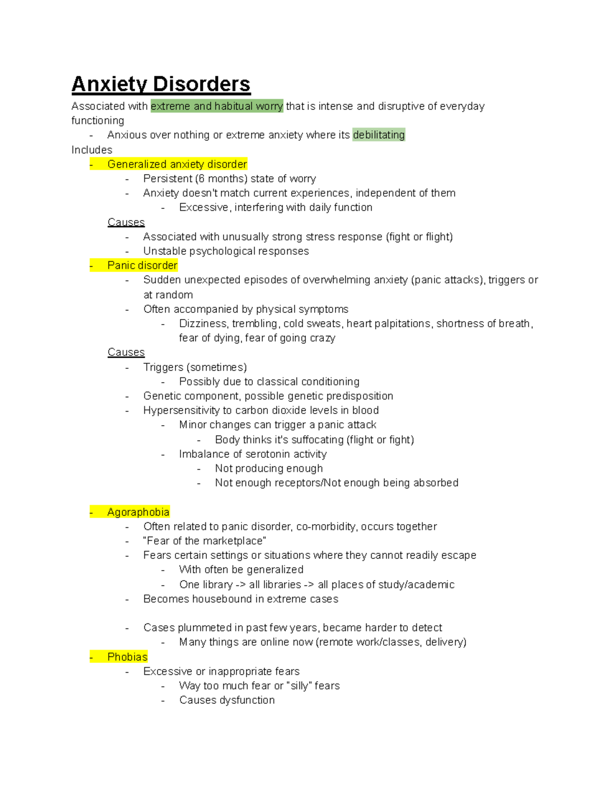 Psychology Notes-2: Understanding Anxiety Disorders and Their Impact ...