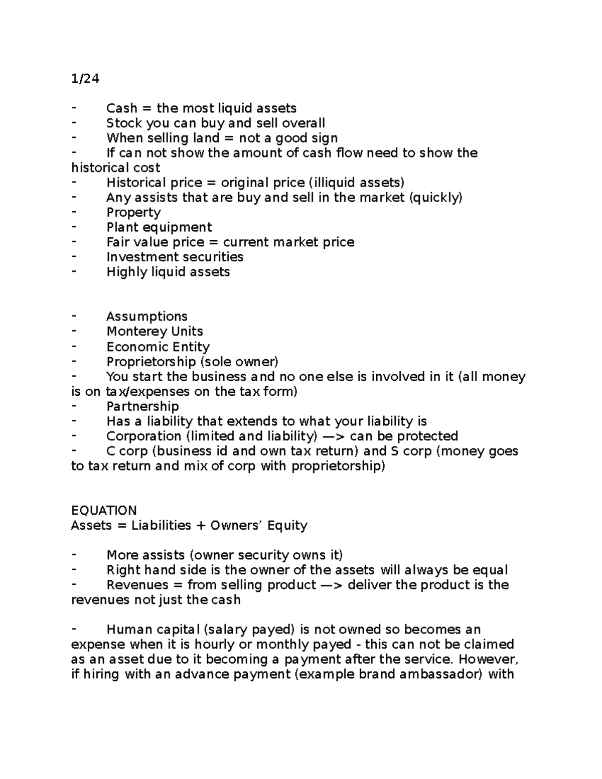 Accounting Notes for ACCT 101: Understanding Assets & Liabilities - Studocu
