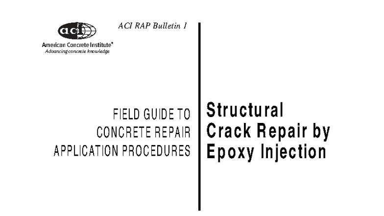 ACI Structural Crack Repair: Epoxy Injection Field Guide - Studocu
