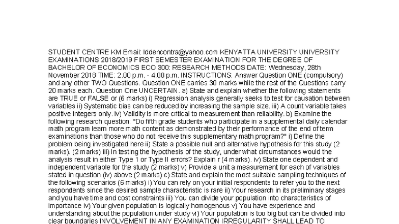 ECO 300: Research Methods Final Exam Review Notes - Studocu