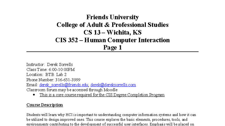 CIS352 Syllabus CI13 - College of Adult & Professional Studies CS 13 ...