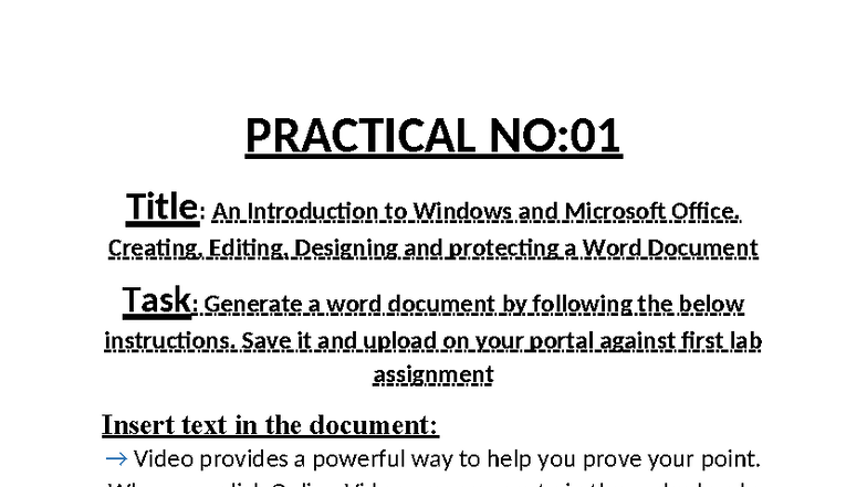 ICT 101: Practical No. 01 - Intro to Word & Office Document Editing ...
