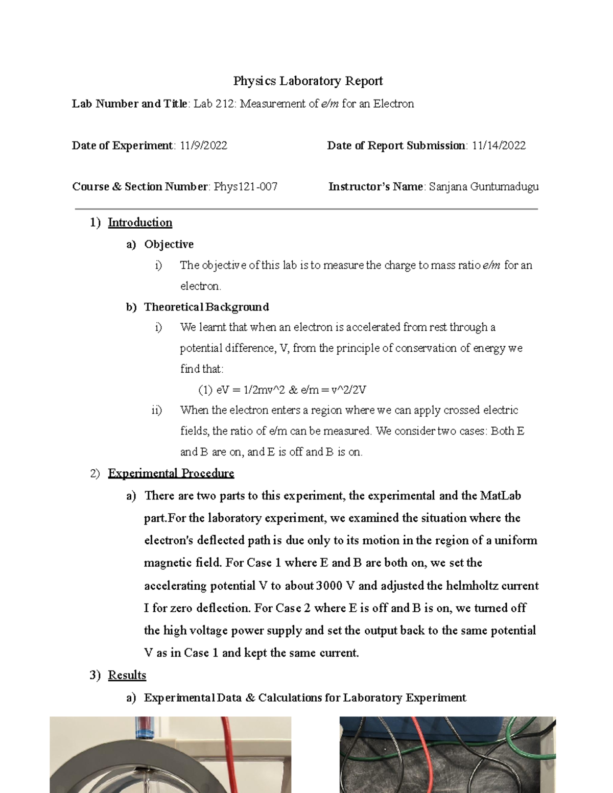 Lab 212-2 - lab report - Physics Laboratory Report Lab Number and Title ...