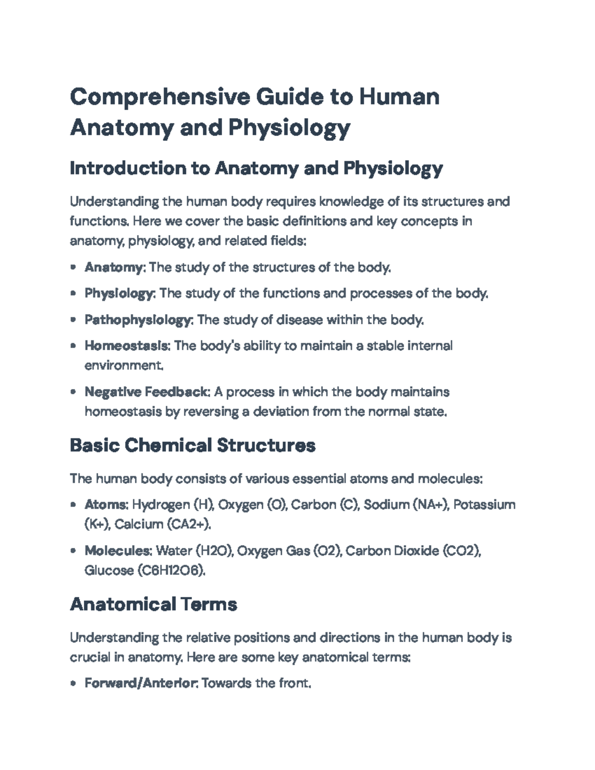Comprehensive Guide to Human Anatomy & Physiology (Course Code: HAP101 ...