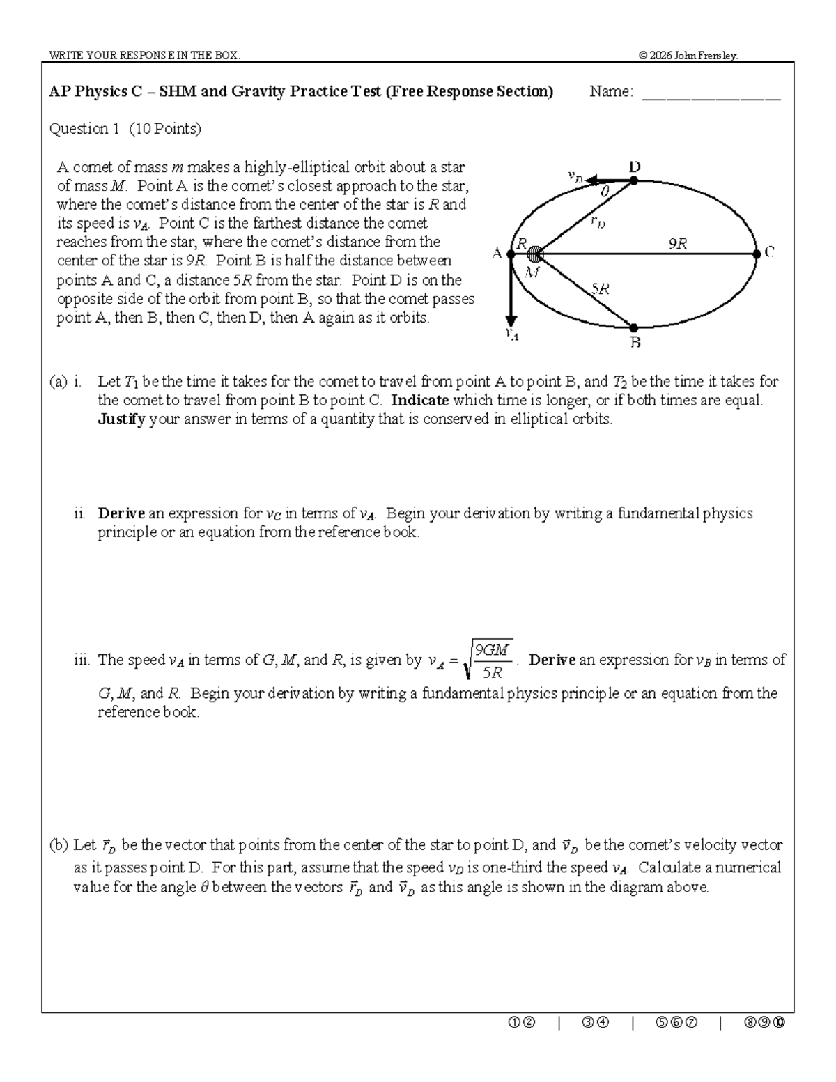 AP Physics C Practice Test FR - Unit C-07 (SHM & Gravity) - Studocu