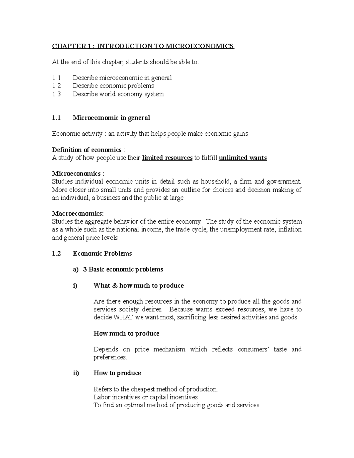 Microeconomics Introduction - NOTA Chapter 1 Overview - Studocu