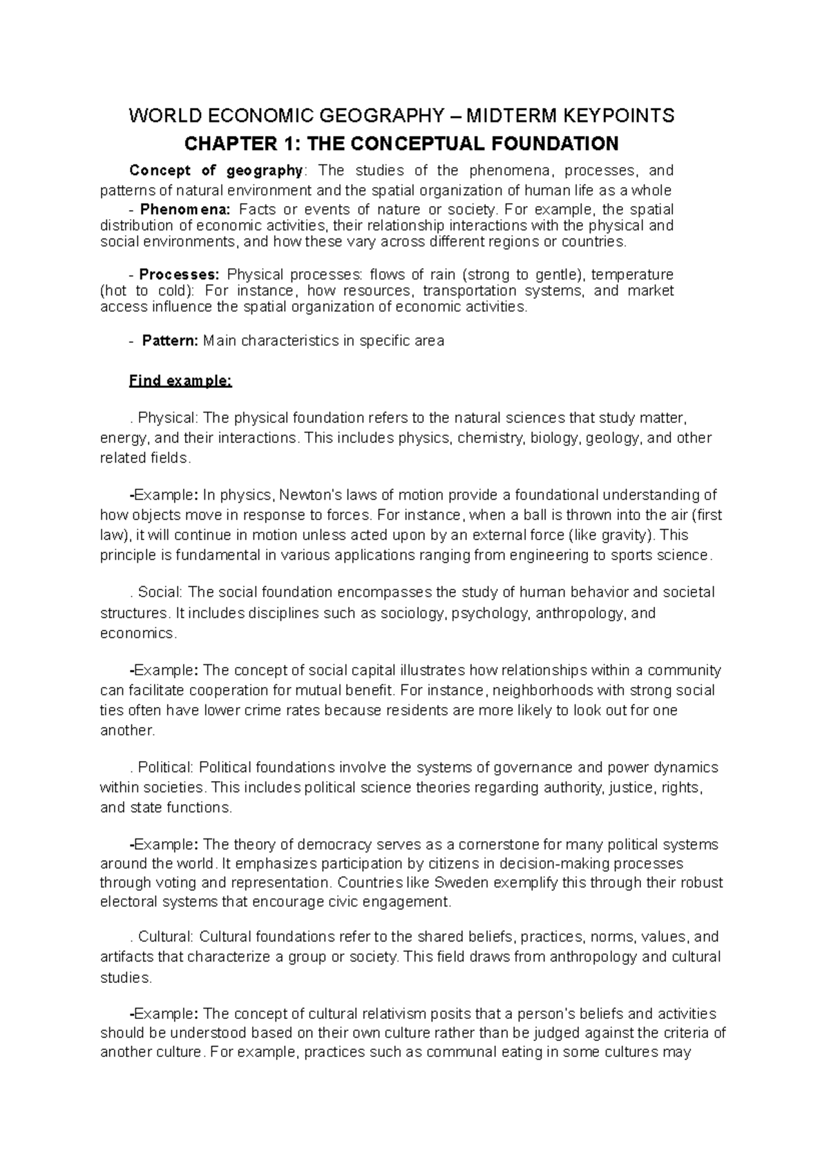 World Economic Geography - Midterm Study Points for Success - Studocu