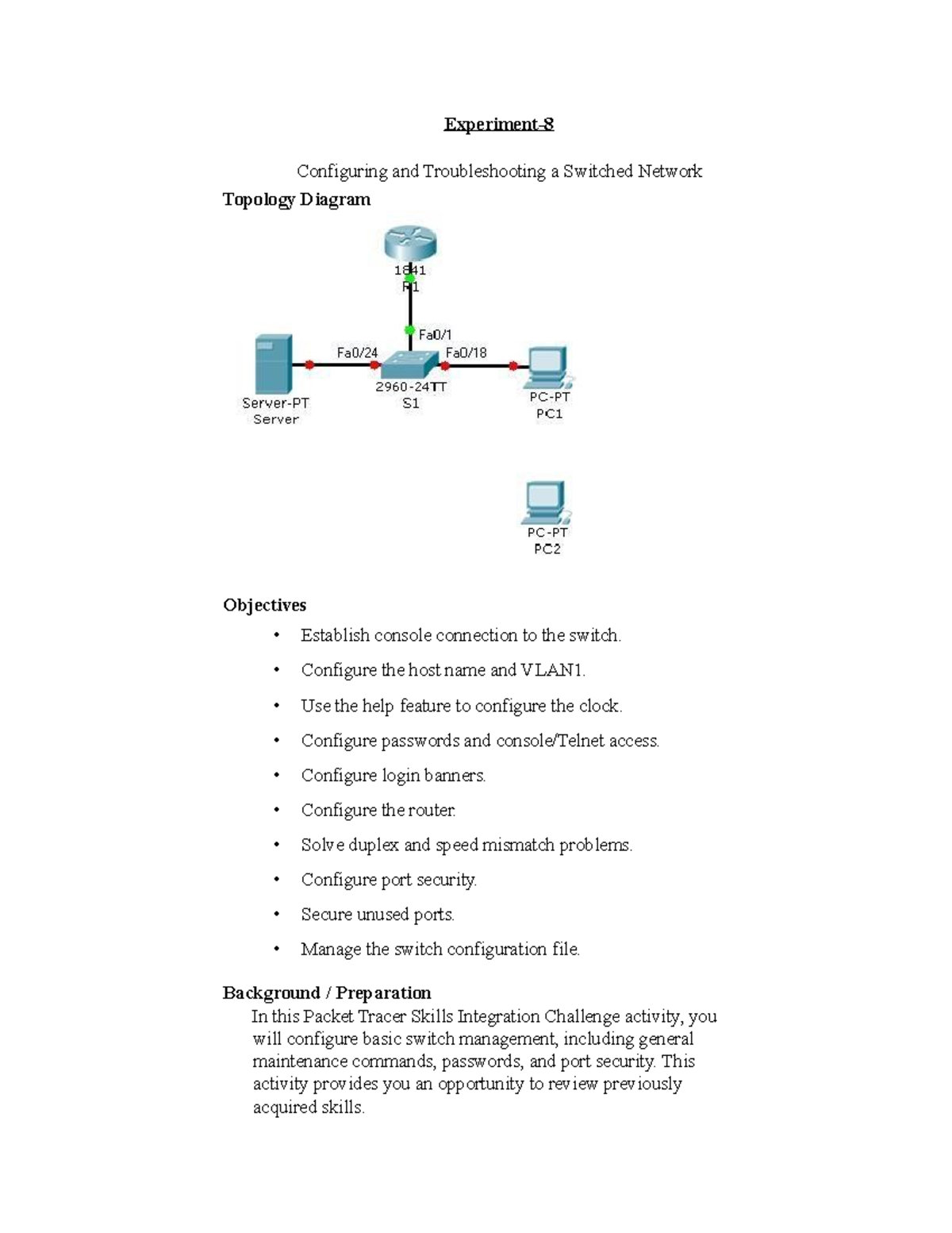 Experiment 8 Ccna Laboratory Activity With Answers And Configurations