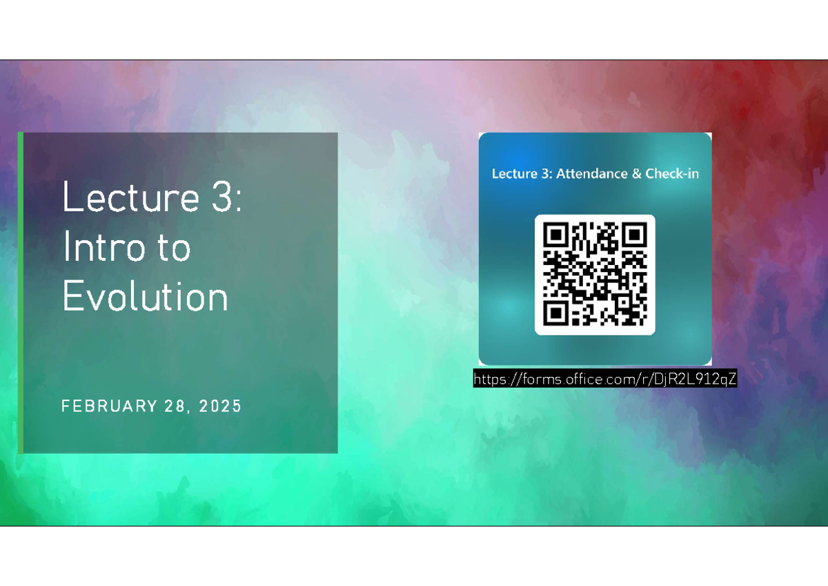 Lecture 3: Introduction to Evolution and Natural Selection (BIO101 ...