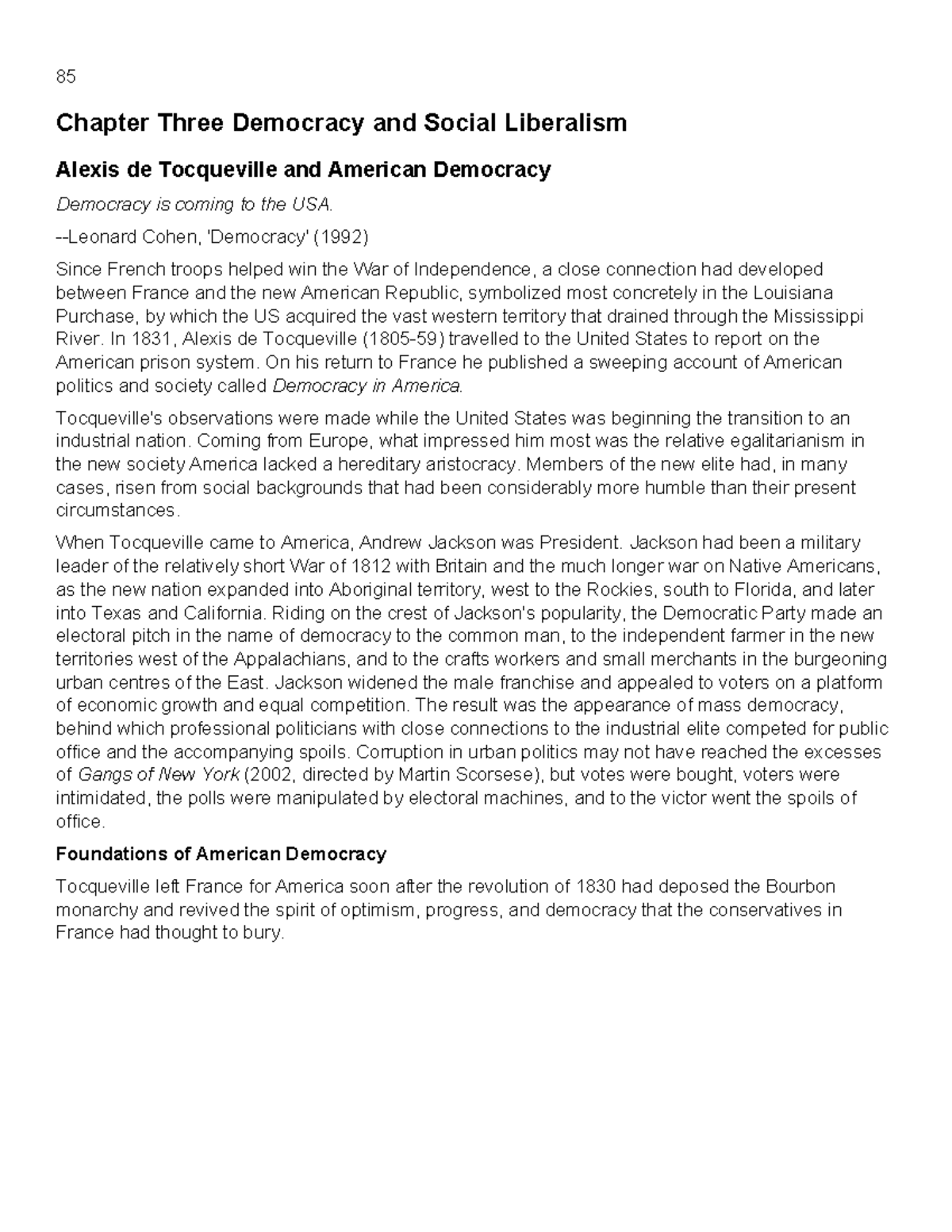 Analysis of Democracy and Social Relations in Tocqueville's America ...