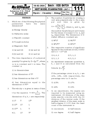 IIT Aiims 2025 Screening TEST Answer Key - SPACE FOR ROUGH WORK ...