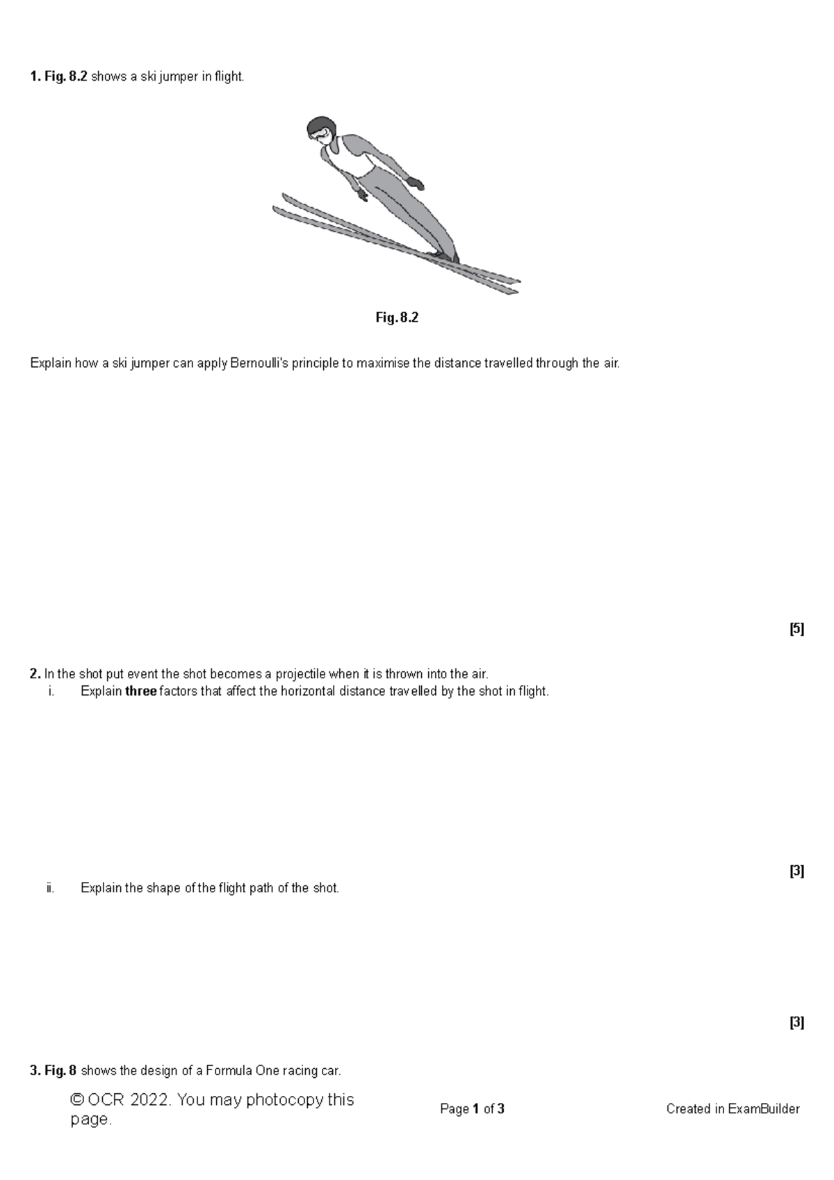 Flight Exam Questions on Bernoulli's Principle and Projectiles - Studocu