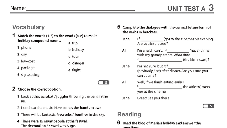 Link L7 U3 Unit Test A: Vocabulary & Future Forms Practice - Studocu