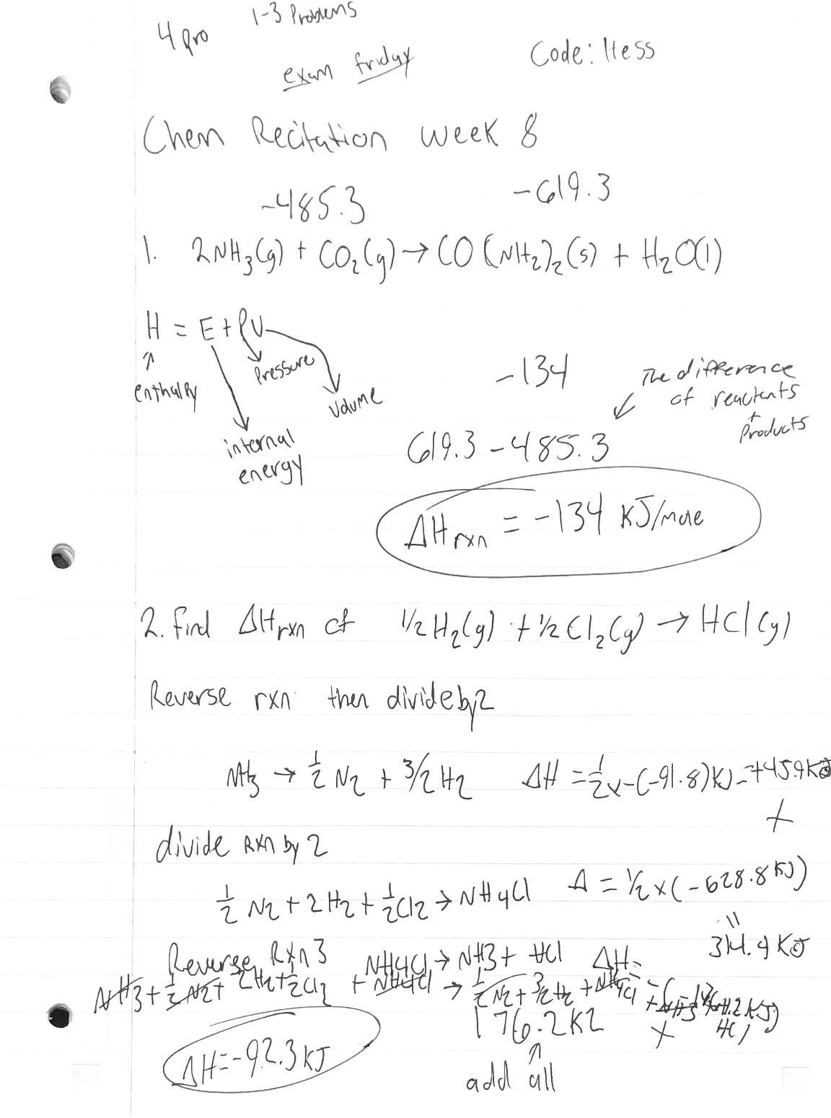 Hess's Law Problems - Lecture Notes (Code: 4pro) - Studocu