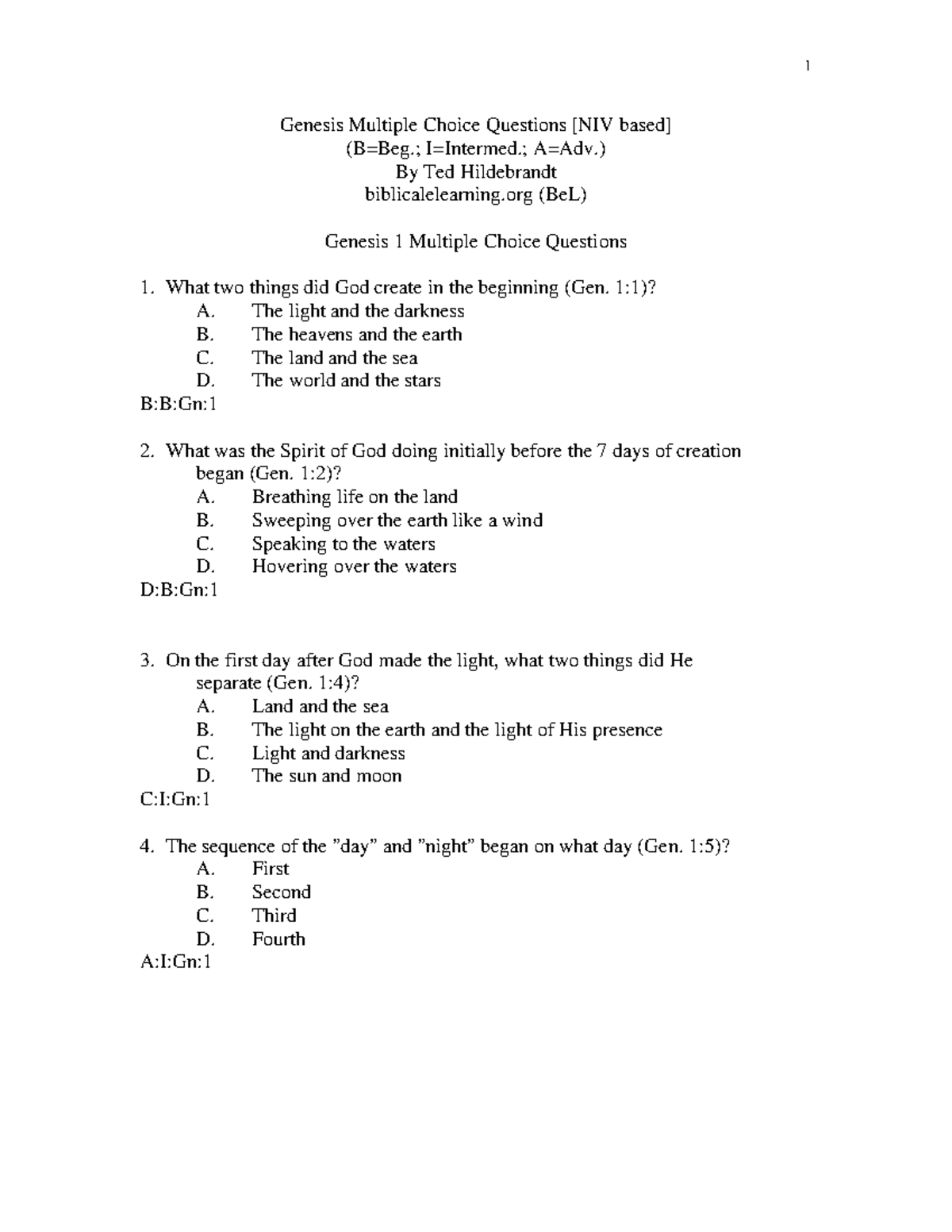 01 Genesis MCQuestions: Study Guide for Understanding Creation - Studocu