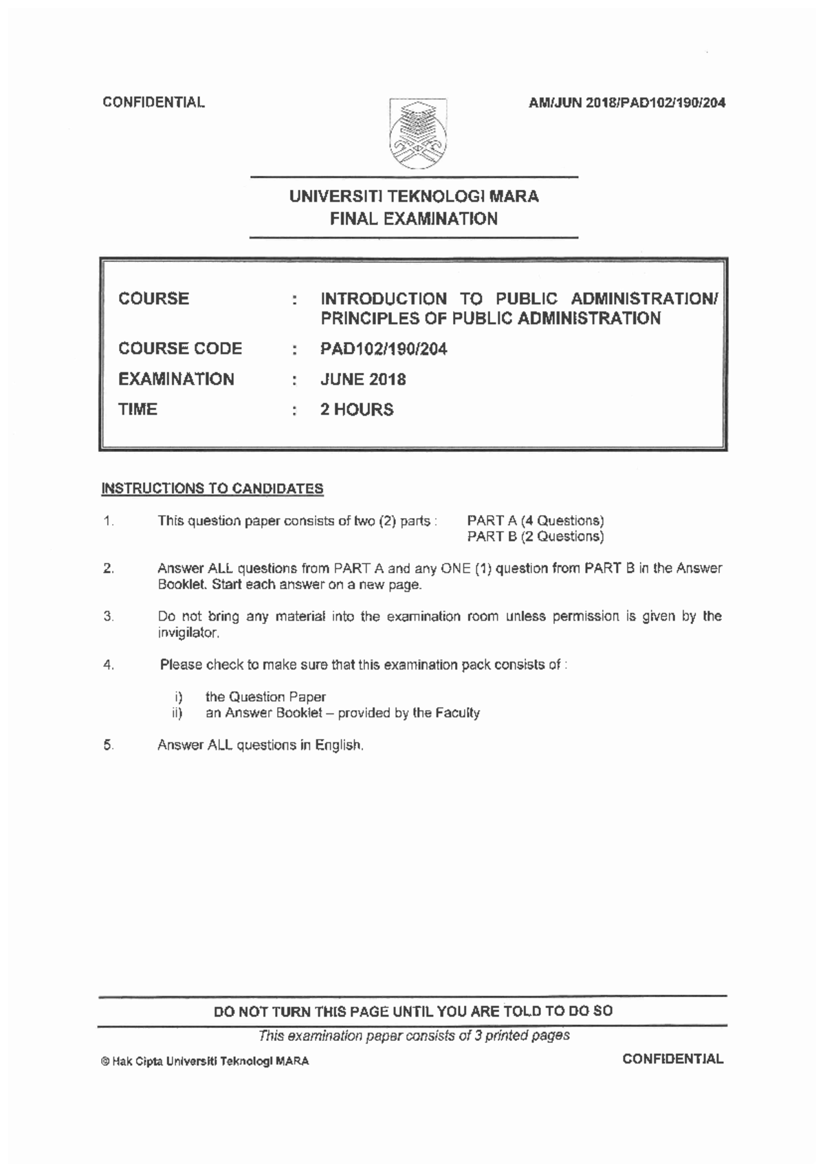 PAD102 2018 - Final Exam Past Year Paper Notes - Studocu
