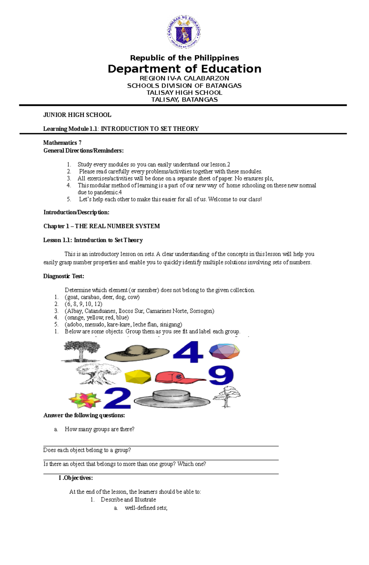 Module-1-Math7 - Introduction of mathematics involving the history of ...