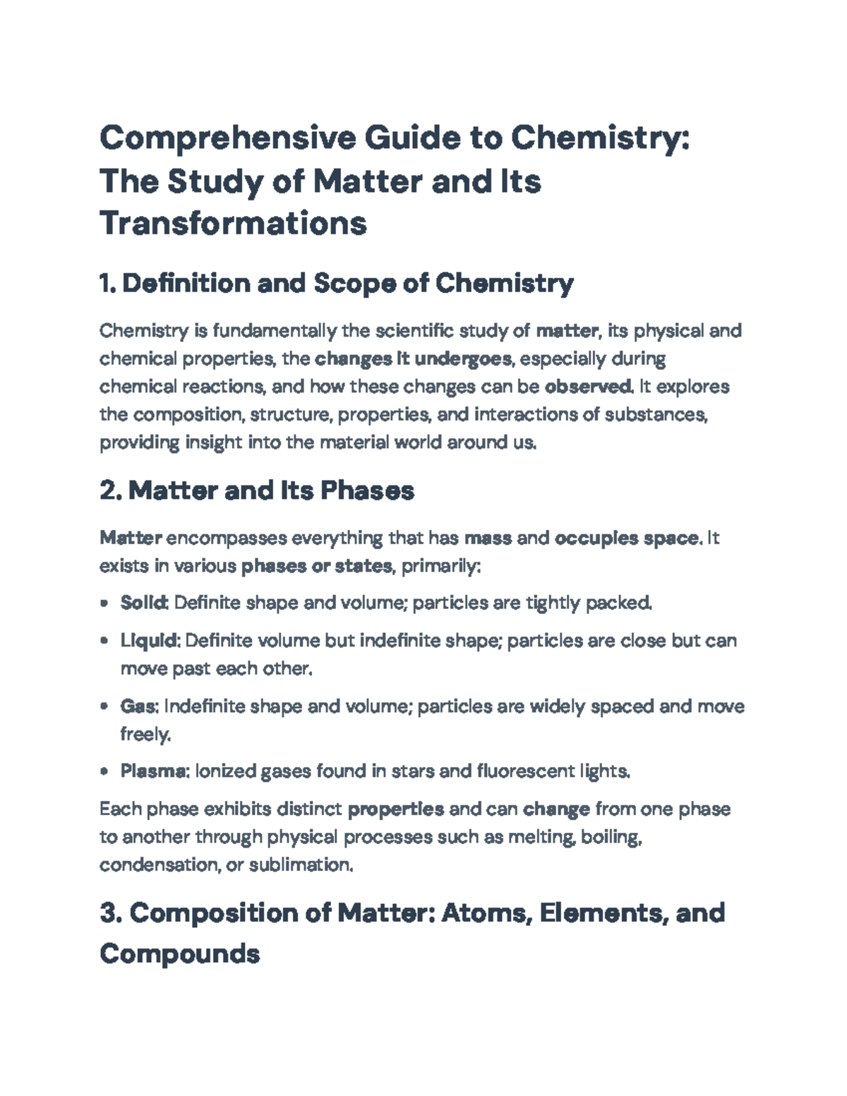 Comprehensive Guide to Chemistry (CHEM 101): Matter & Transformations ...